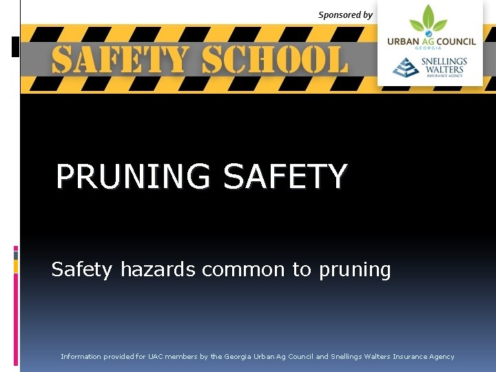 PRUNING SAFETY Safety hazards common to pruning Information