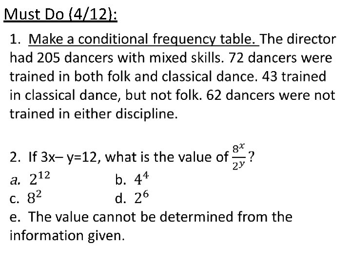 Math 8 C Unit 6 Day 7 Standard