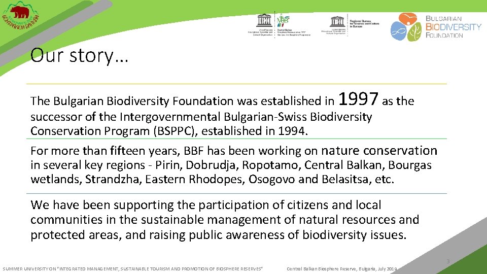 1 SUMMER UNIVERSITY ON INTEGRATED MANAGEMENT SUSTAINABLE TOURISM