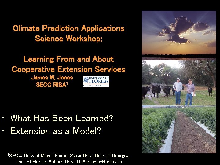 Climate Prediction Applications Science Workshop Learning From And