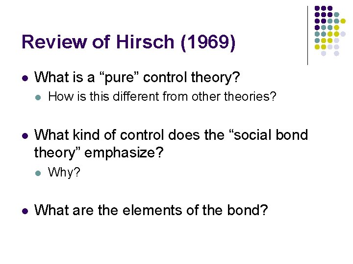 Review of Hirsch 1969 l What is a