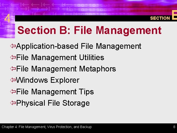 CHAPTER 4 File Management Virus Protection and Backup