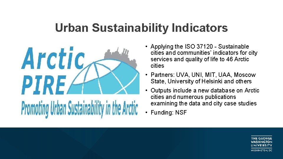 Urban Sustainability Indicators Applying the ISO 37120 Sustainable