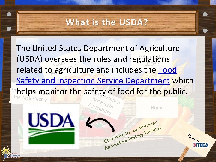 Agriculture and Transportation Systems What is the USDA