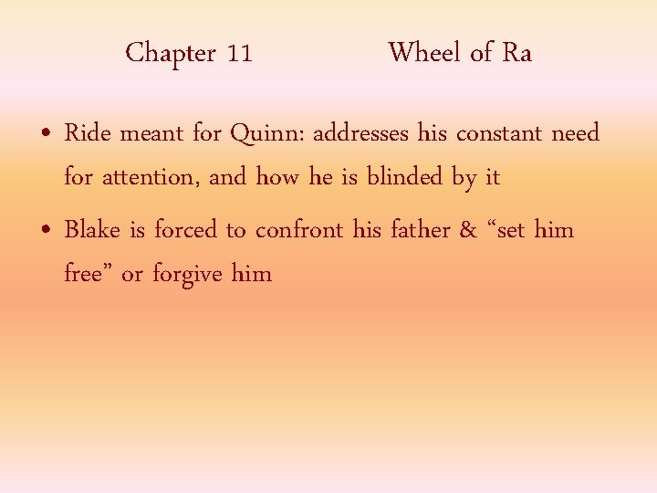 Significance of Rides and Symbolism Full Tilt Chapter