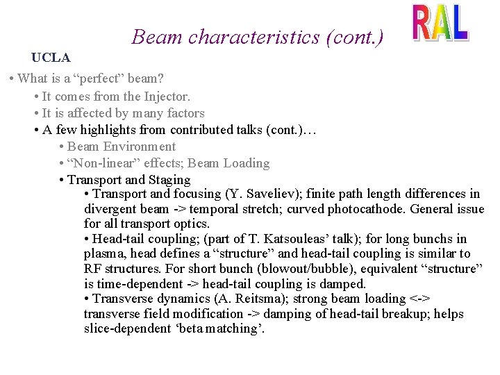 Beam characteristics UCLA What is a perfect beam