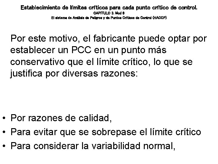 Establecimiento de lmites crticos para cada punto crtico