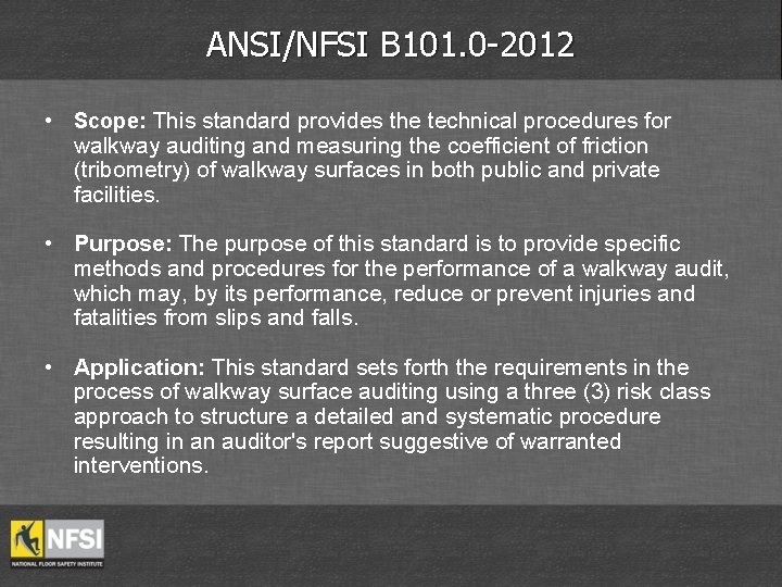 The New ANSI B 101 Standards Copyright 2016
