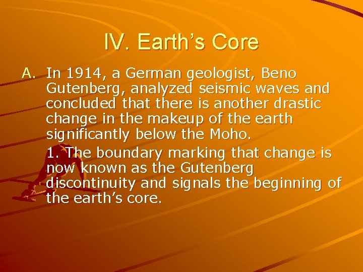 Unit 6 Lesson 4 The Earths Core BELLRINGER
