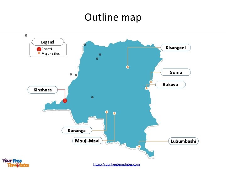 Outline map Legend Kisangani Capital Major cities Goma