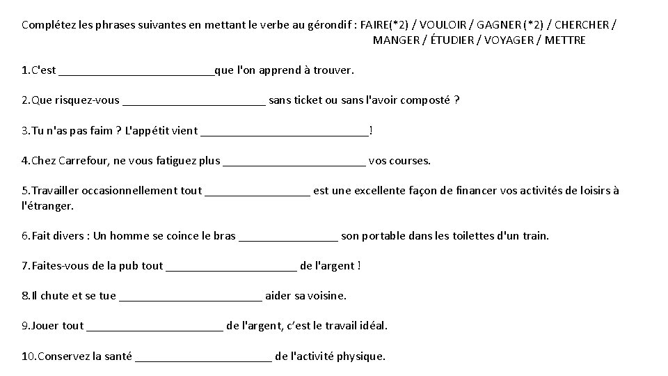 COURS SOMMAIRE VIRELANGUE VERBES EXERCICES GRONDIFS DICTE ORAL