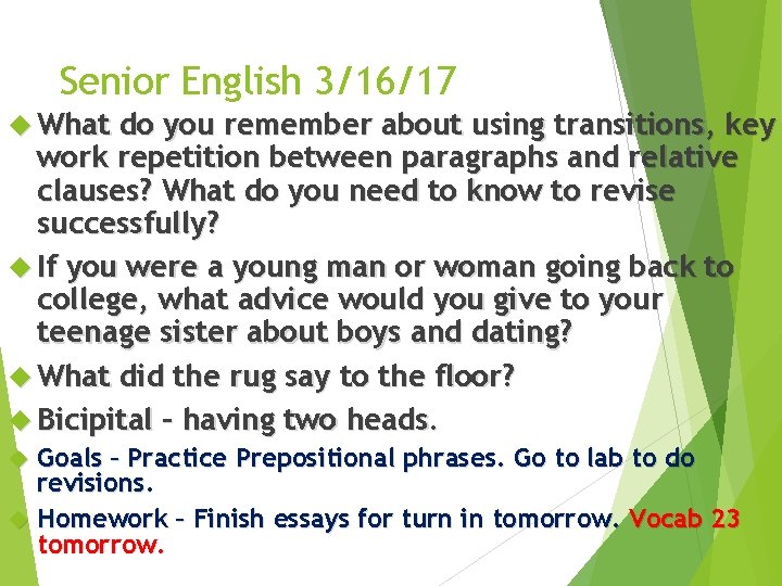 Senior English 31218 Write on a subject of