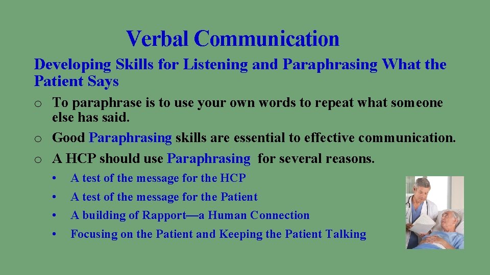 Verbal Communication CHS 446 Communication Skills for the