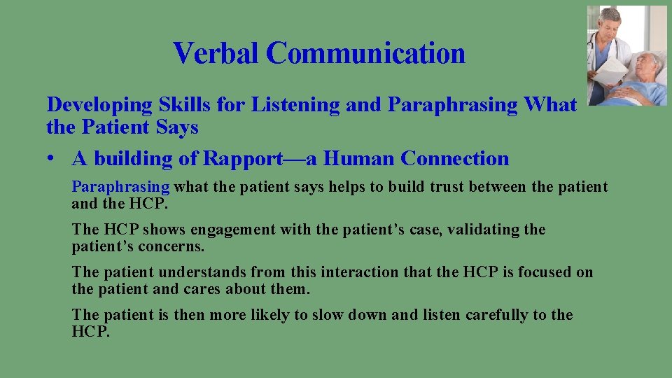 Verbal Communication CHS 446 Communication Skills for the