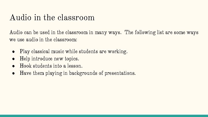 How can Teachers use Audio in the Classroom