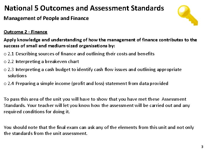 National 5 Business Management of Finance Notes and