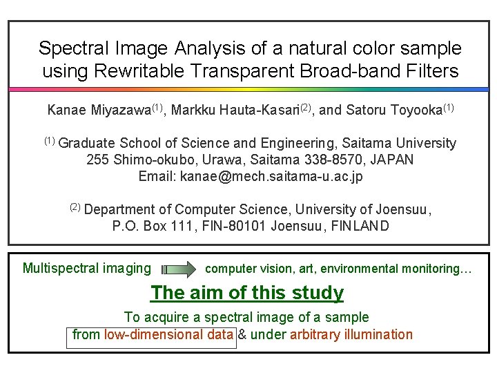 Spectral Image Analysis of a natural color sample