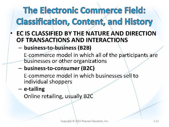 Chapter 1 Overview of Electronic Commerce Learning Objectives