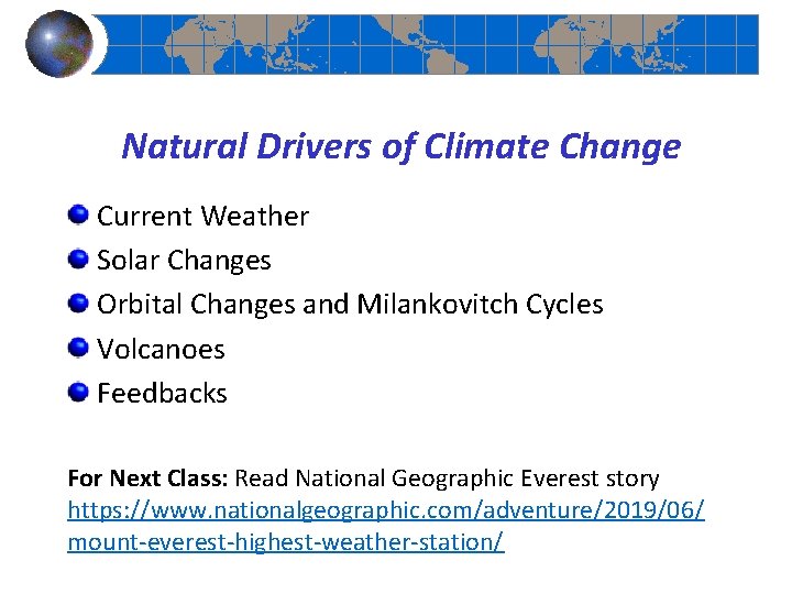 Natural Drivers of Climate Change Current Weather Solar