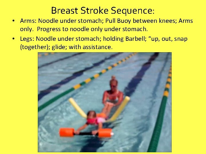 Breast Stroke Sequence Arms seahorse straddling a noodle