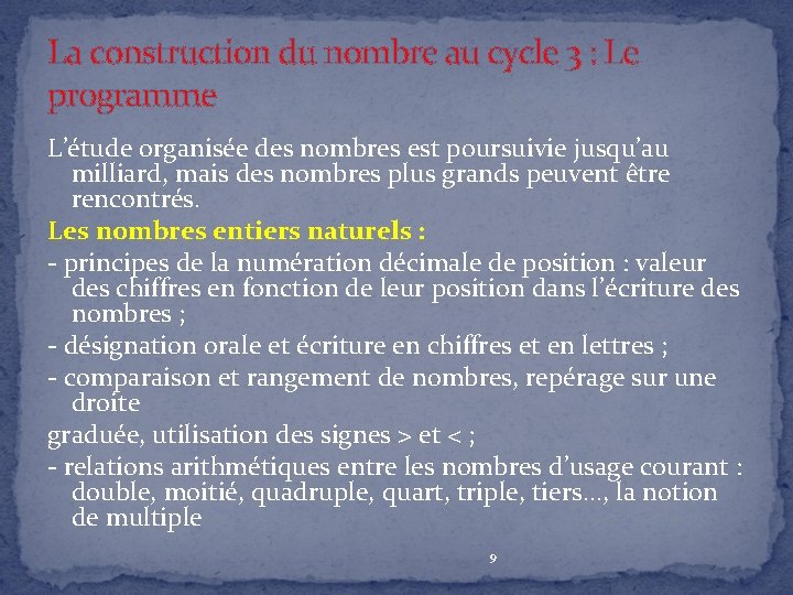Numration cycle 3 du nombre entier aux nombres