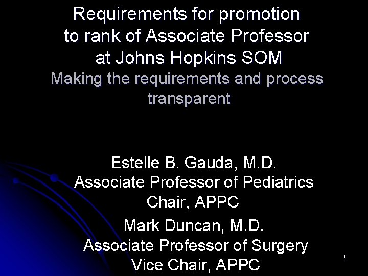 Requirements for promotion to rank of Associate Professor