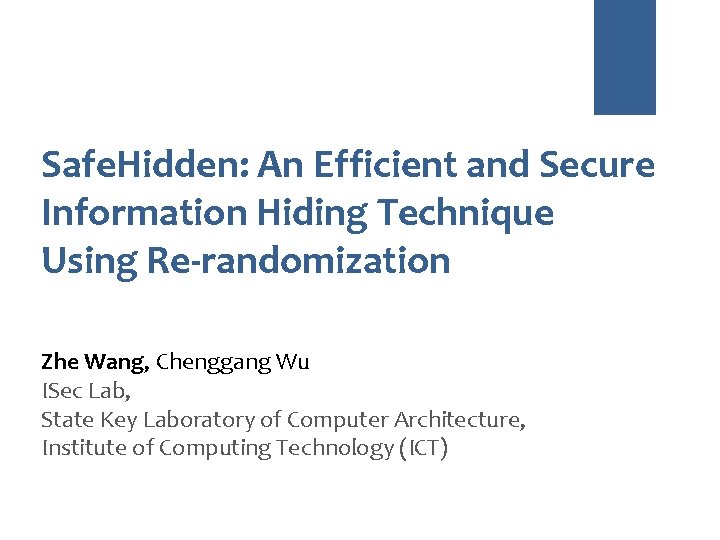 Safe Hidden An Efficient and Secure Information Hiding