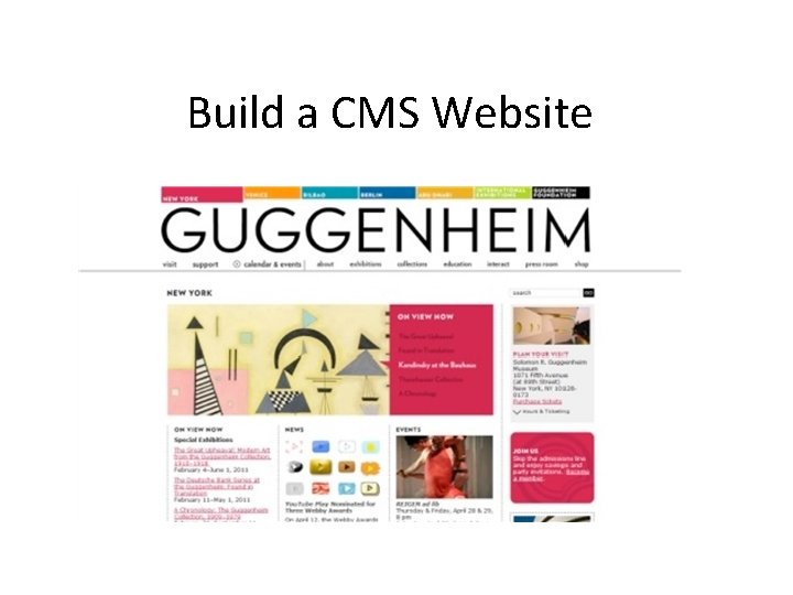 Build a CMS Website The topics this chapter