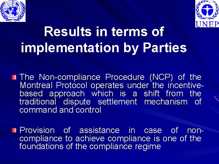 COMPLIANCE MECHANISMS IN MEAs LESSONS LEARNED AND RESULTS