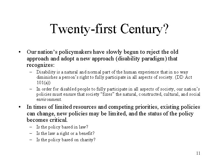 Addressing Discrimination Development of the Disability Rights Laws