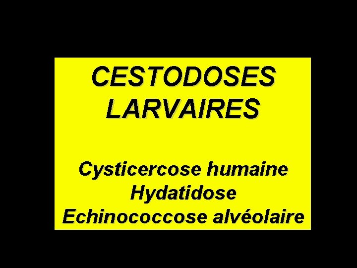 CESTODOSES LARVAIRES Cysticercose humaine Hydatidose Echinococcose ...