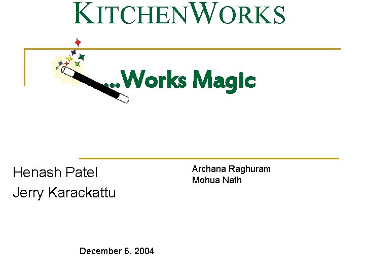 KITCHENWORKS Works Magic Henash Patel Jerry Karackattu December