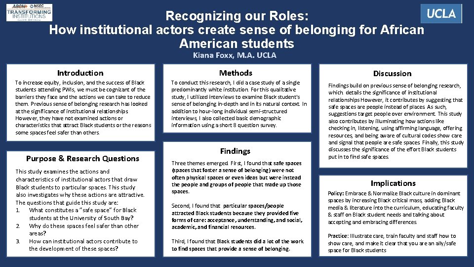 Recognizing our Roles How institutional actors create sense