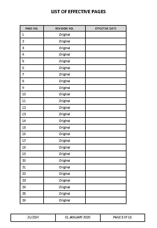 Revisions Record of Revisions REVISIONS NO DATE EFFECTIVE