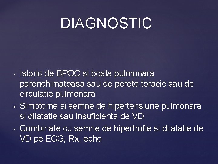 CORDUL PULMONAR CLASIFICARE Cord pulmonar acut Tromboembolism pulmonar