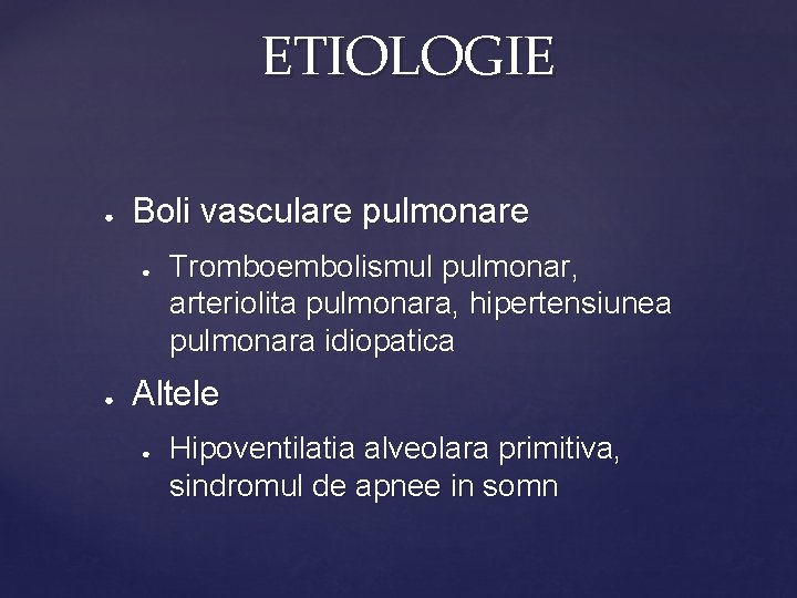 CORDUL PULMONAR CLASIFICARE Cord pulmonar acut Tromboembolism pulmonar