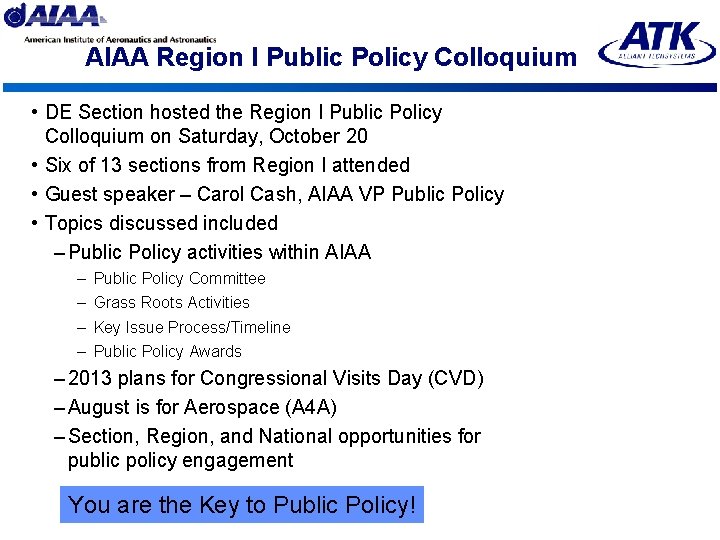 Welcome to the AIAA DE Section October Lunch