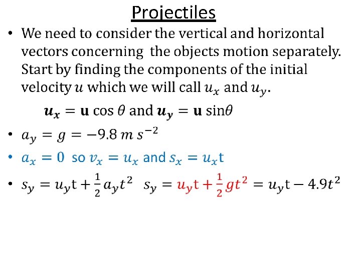 Projectiles Projectiles Projectiles Exercise 3 B Questions Task