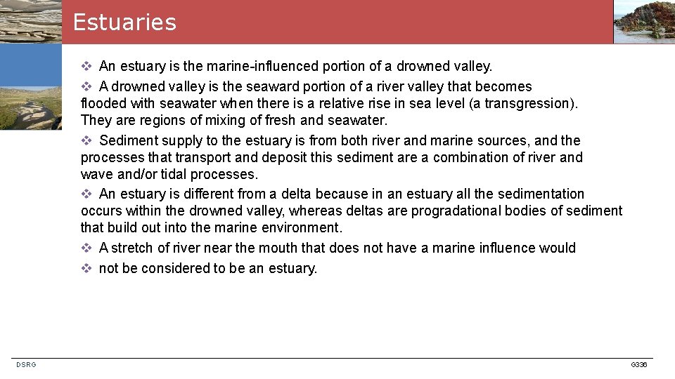 Depositional Environments Lec 4 part 2 Estuaries DSRG