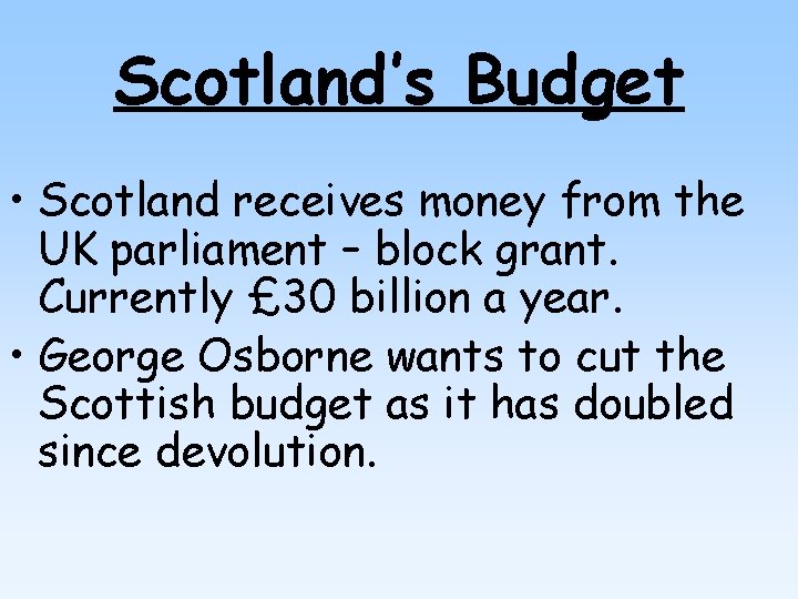 The Calman Commission on Scottish Devolution Lesson Starter