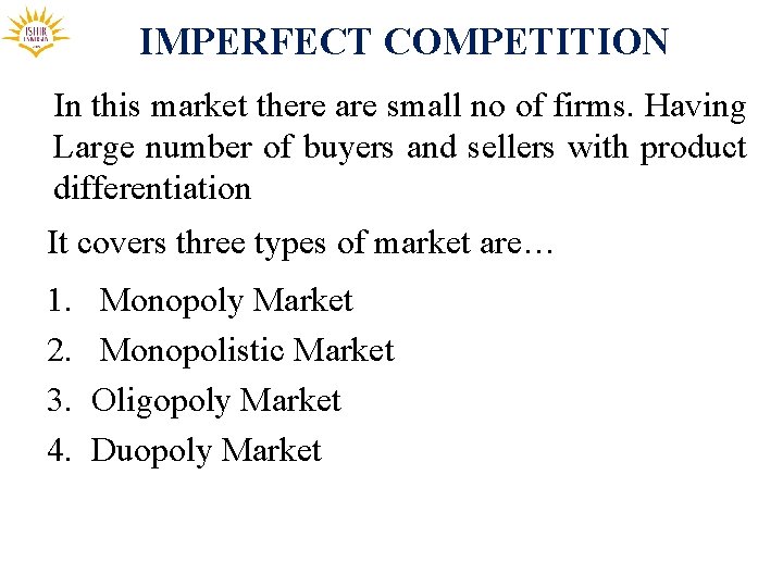 Market structure Equilibrium of the firm and industry