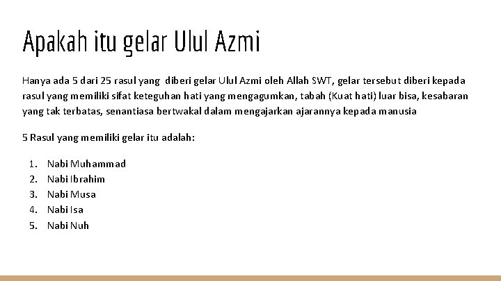 Persamaan dan Perbedaan Nabi Ulul Azmi dalam Berdakwah