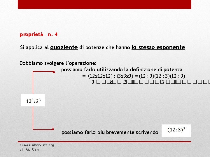 Elevamento a potenza di G CALVI la moltiplicazione