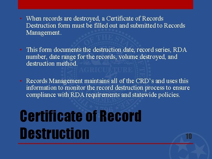 Records Management Basics Division of Records Management Tre