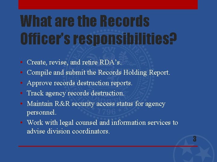 Records Management Basics Division of Records Management Tre