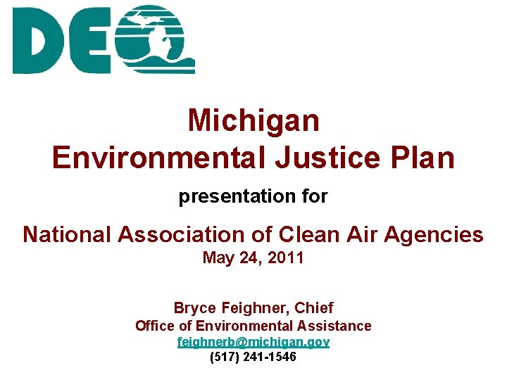 Michigan Environmental Justice Plan presentation for National Association