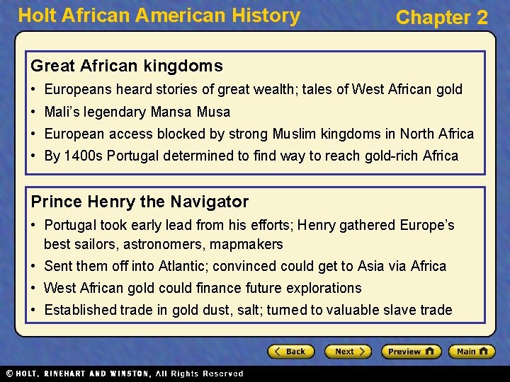 Holt African American History Chapter 2 Holt African