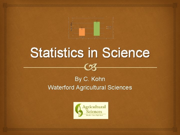 Statistics in Science By C Kohn Waterford Agricultural