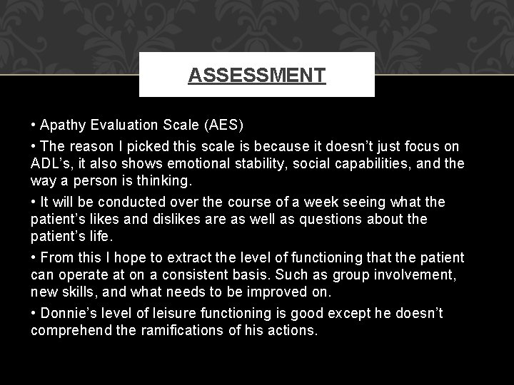 DONNIE DARKO By Cody Thacker DIAGNOSIS Axis 1