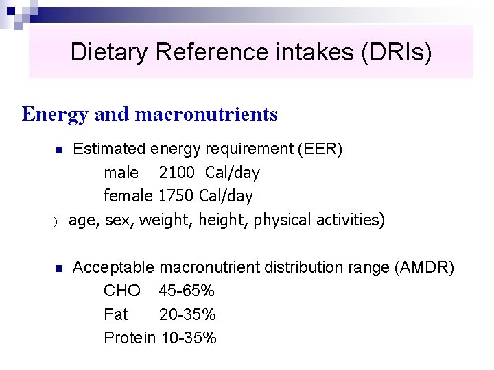 Nutritional biochemistry The science of food components nutrients
